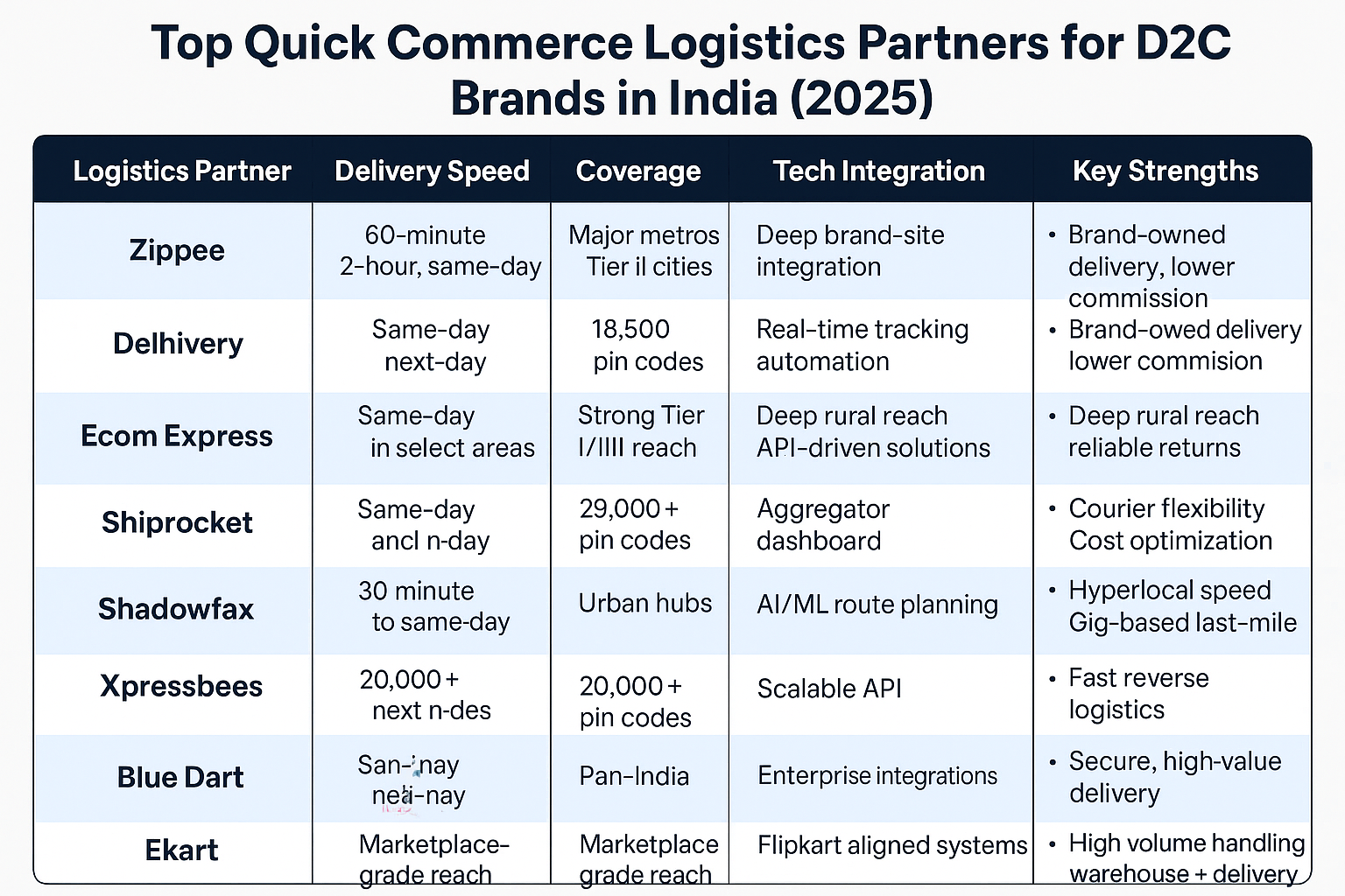 Top Quick Commerce Logistics Partners for D2C Brands (2025) | Zippee